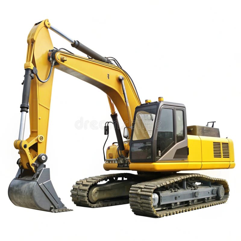 Excavator Digging the Soil White Background Stock Illustration ...