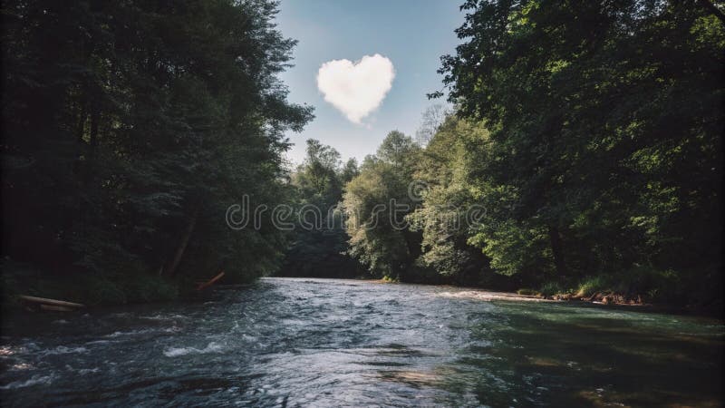 Heart Cloud River stock illustration. Illustration of tourism - 347066427