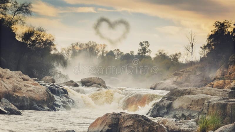 Heart Cloud River stock illustration. Illustration of evening - 347066428