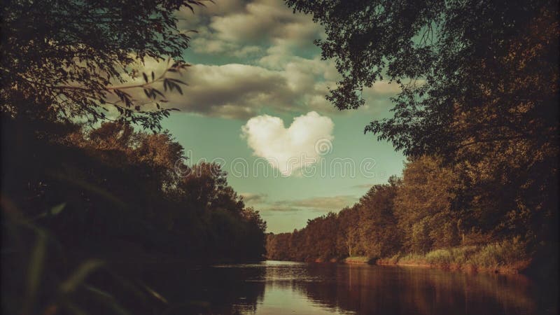 Heart Cloud River stock illustration. Illustration of forest - 347066448