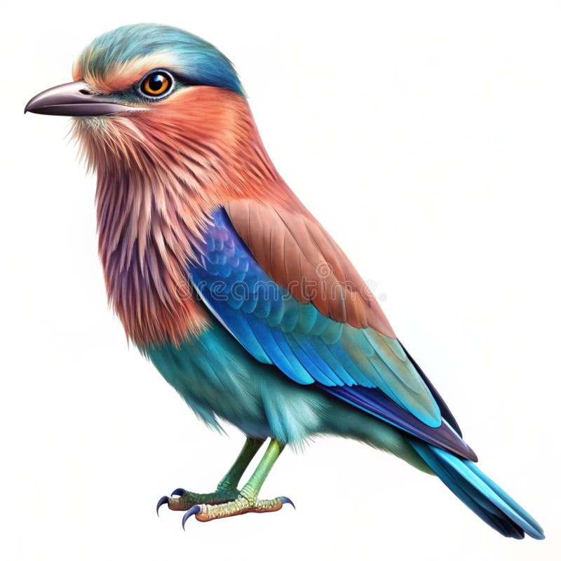 Indian Roller Bird White Background Stock Illustration - Illustration ...