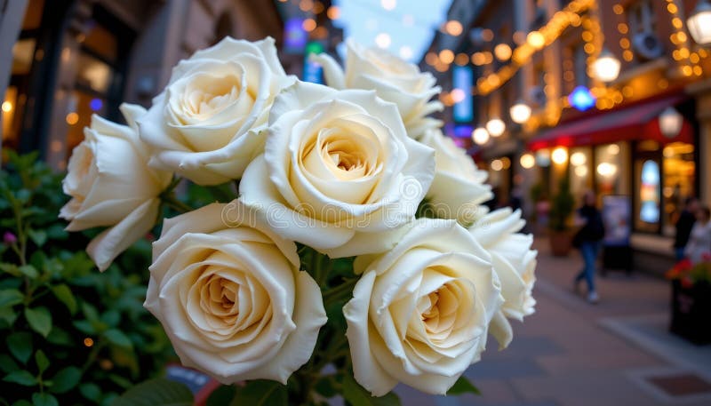 Create an Image of a Minimalist Style Cluster of White Roses with Soft ...