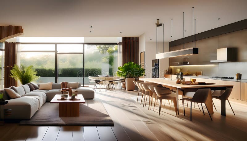 Create an Image of a Modern Open-concept Living Space that Seamlessly ...