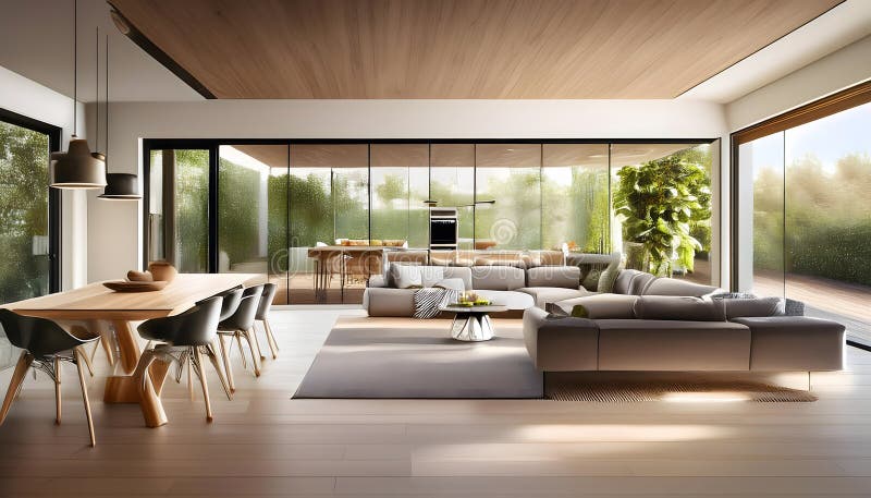 Create an Image of a Modern Open-concept Living Space that Seamlessly ...
