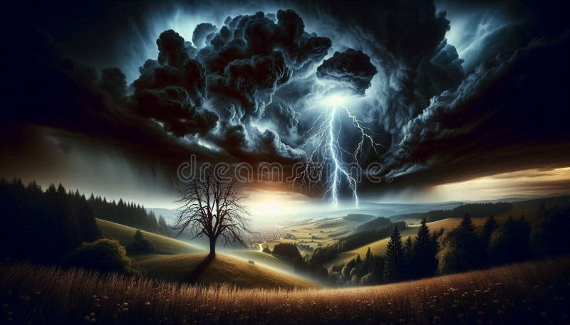 Storm clouds gather over stock illustration. Illustration of mountains ...
