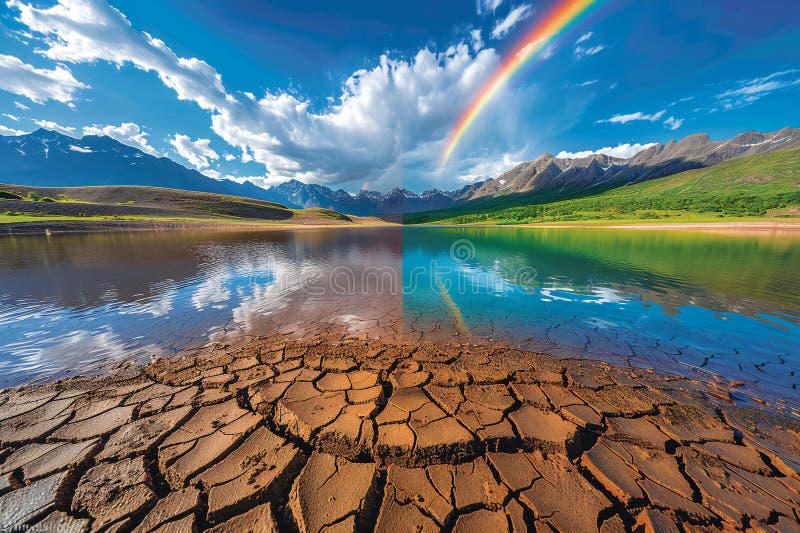 Create an Image of Two Contrasting Landscapes, One Showing the Dry ...