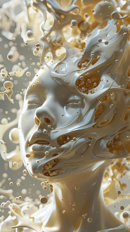 Create an Image of a Womans Face Made of Thick White Liquid with ...