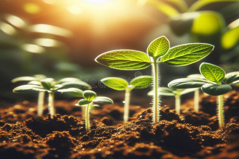 Young Plant Growing in Sunlight Stock Illustration - Illustration of ...