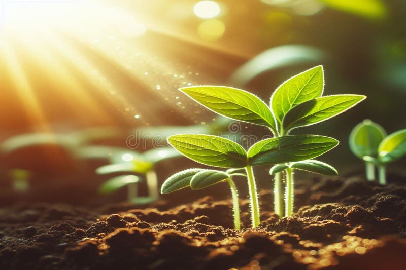Young Plant Growing in Sunlight Stock Illustration - Illustration of ...