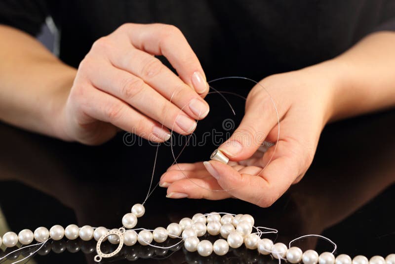 Create Jewelry, Threading Beads Stock Photo - Image of hobby ...