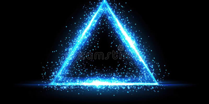 Create Light Triangle Frame with Glow Sparkles on Black Background and ...