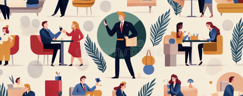 Seamless Pattern Showcasing a Hotel Manager, Conveying the Elegance ...