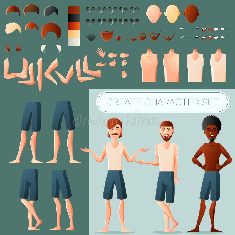 Create man character set stock vector. Illustration of element - 105396986