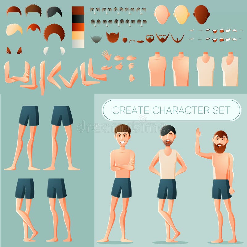 Create man character set stock vector. Illustration of isolated - 105397140
