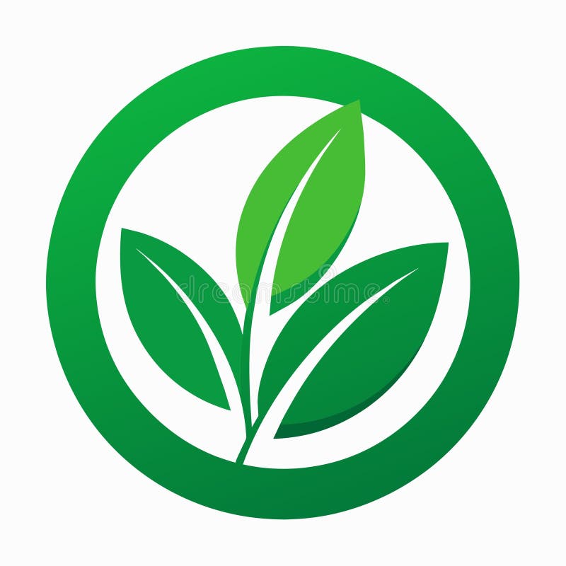 A Create a Minimalist Green and White Leaf Logo Surrounded Circle and ...