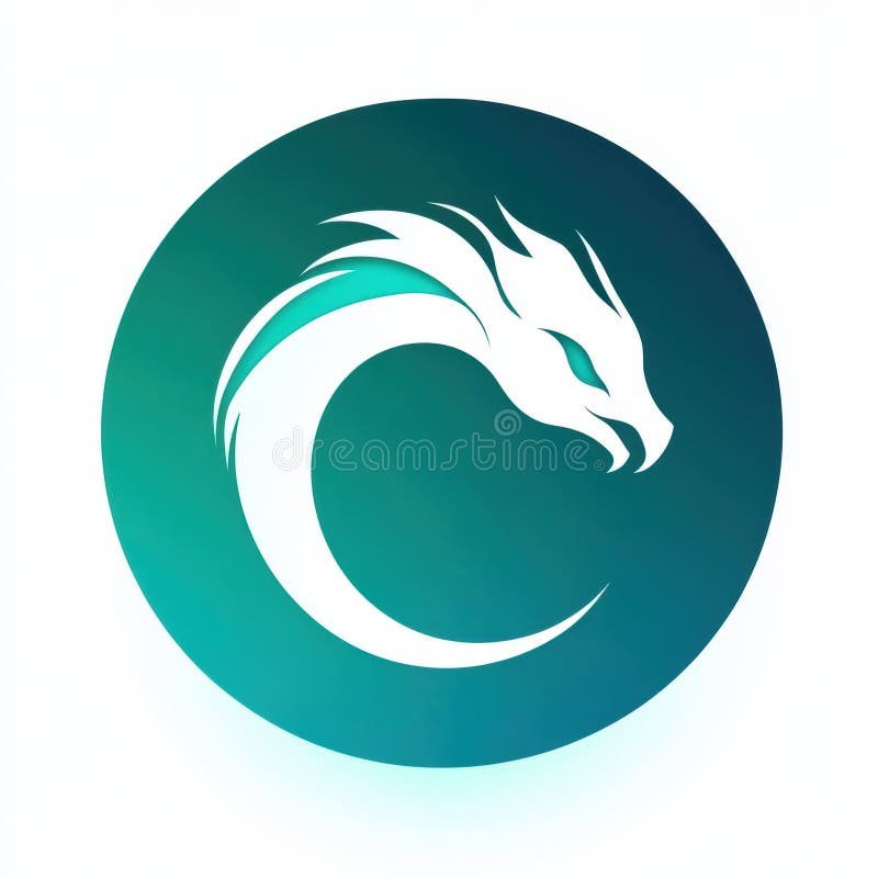 Circular Dragon Logo stock illustration. Illustration of teal - 366528956