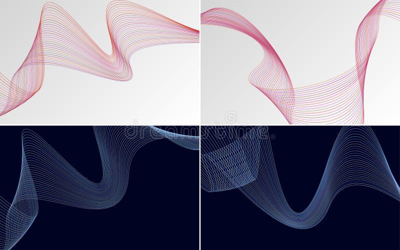 Create a Modern Look with this Set of 4 Vector Wave Backgrounds Stock ...