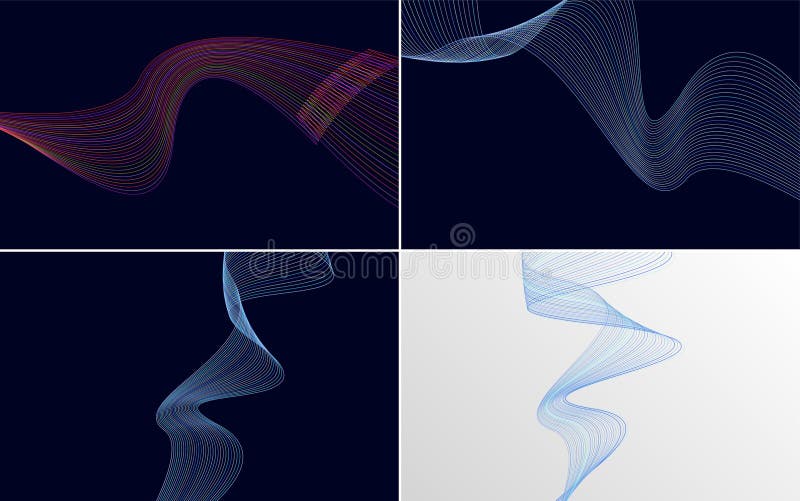 Create a Modern and Sleek Look with a Set of 4 Abstract Waving Line ...