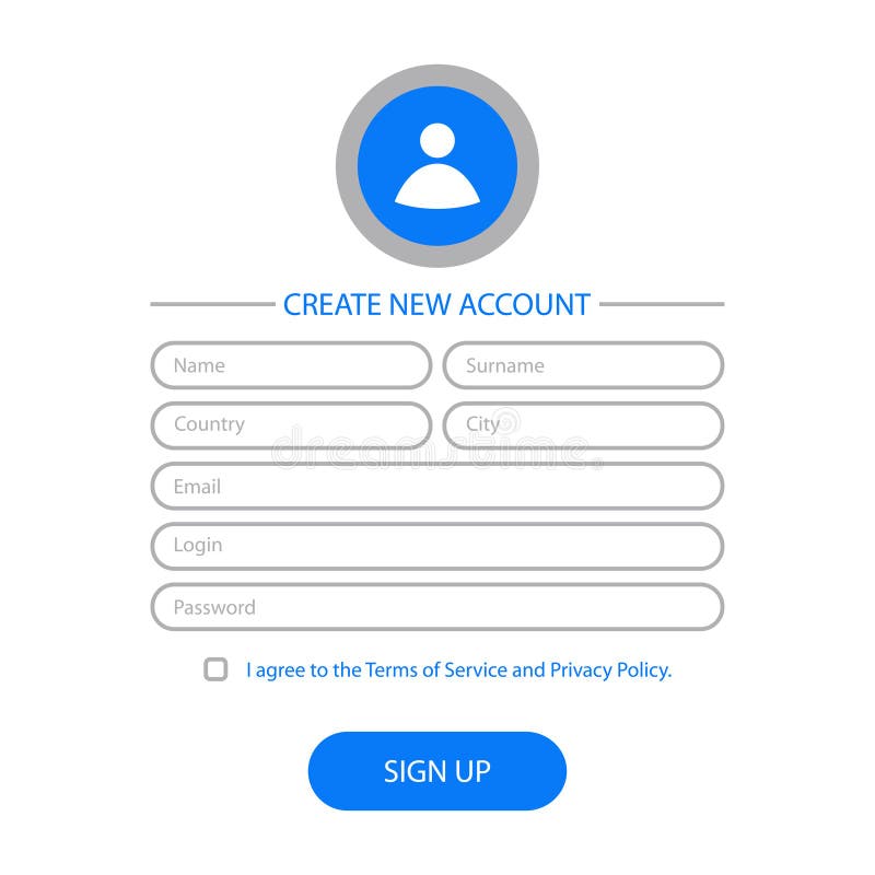 Create New Account - Web Form Design. Website User Interface for ...