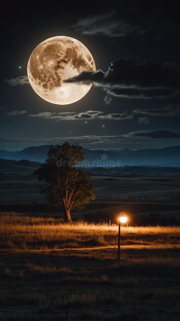 Create a Night Scene in the Plains with a Large Full M Ai Generated ...