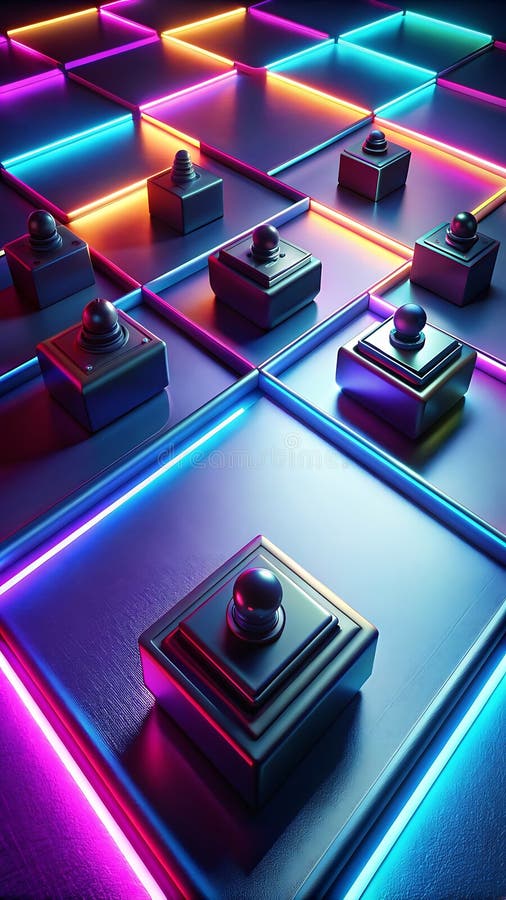 Nostalgic Arcade Theme in a Gradient of Blacks To Neon. Stock Photo ...