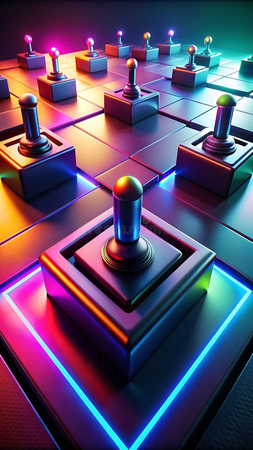 Retro Arcade Feel with Gradient and Geometric Overlays. Stock Image ...