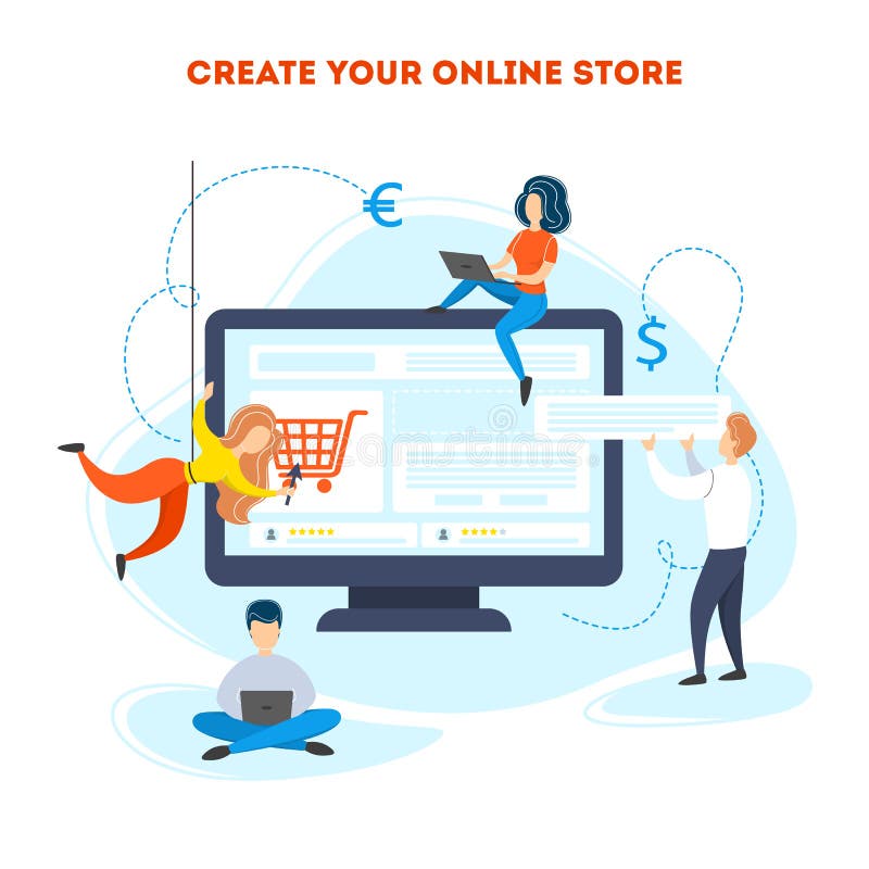 Create Online Store Concept. Mobile App Development Stock Vector ...