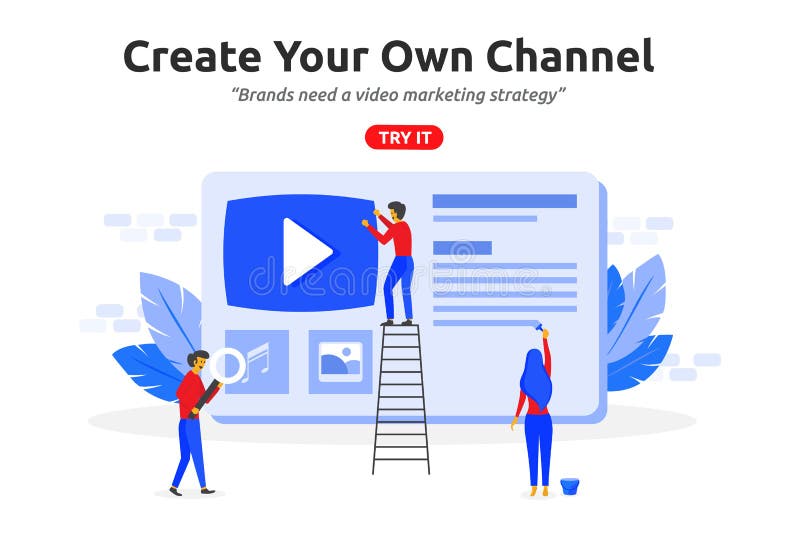 Create Online Video Channel Concept Modern Flat Design. Video Ma Stock ...