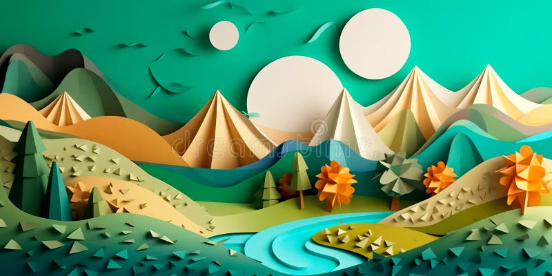 Create a Paper Art Landscape with Different Geographical Features, Such ...
