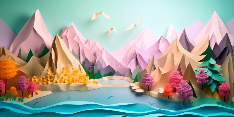 Create a Paper Art Landscape with Different Geographical Features, Such ...