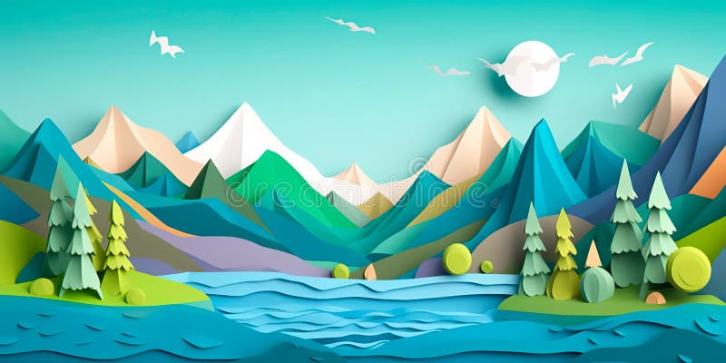 Create a Paper Art Landscape with Different Geographical Features, Such ...
