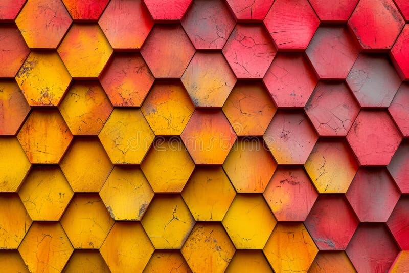 Create a Pattern of Hexagons with a Gradient of Red and Yellow Colors ...