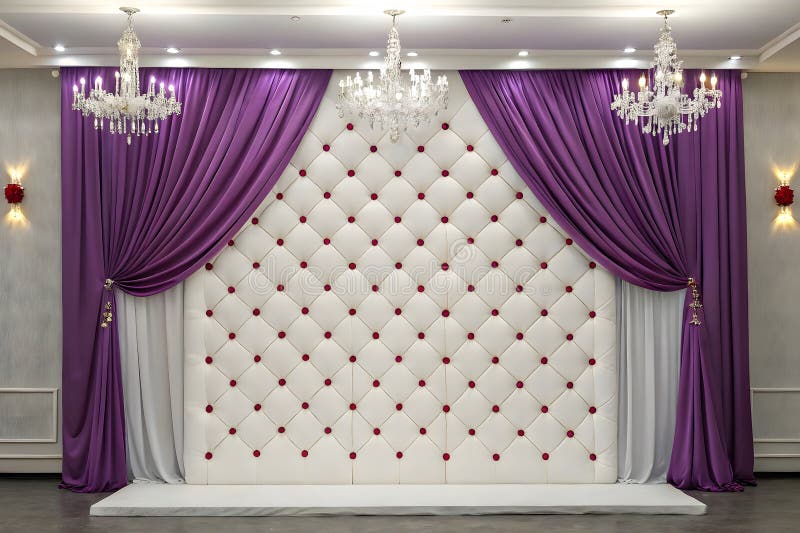 A Luxurious Backdrop for a Special Event with White Fabric Panel with a Diamond-shaped Pattern ...