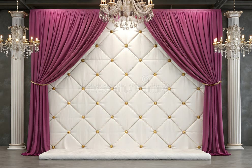 A Luxurious Backdrop for a Special Event with White Fabric Panel with a Diamond-shaped Pattern ...