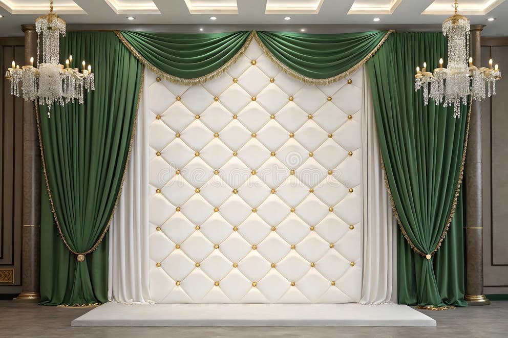A Luxurious Backdrop for a Special Event with White Fabric Panel with a Diamond-shaped Pattern ...