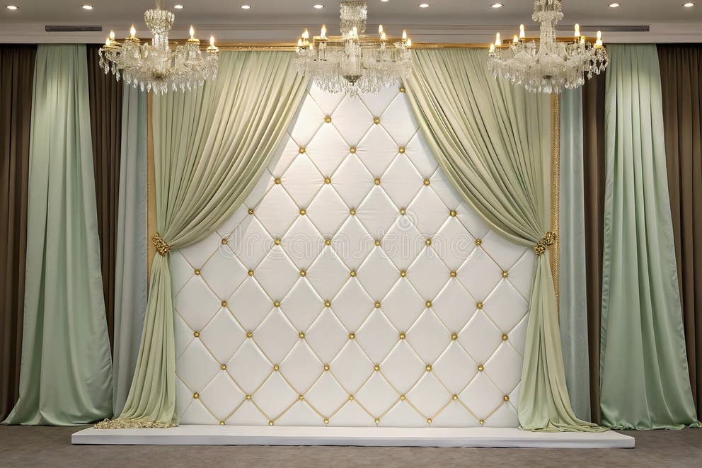 A Luxurious Backdrop for a Special Event with White Fabric Panel with a Diamond-shaped Pattern ...