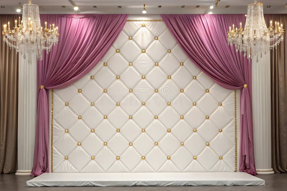 A Luxurious Backdrop for a Special Event with White Fabric Panel with a Diamond-shaped Pattern ...