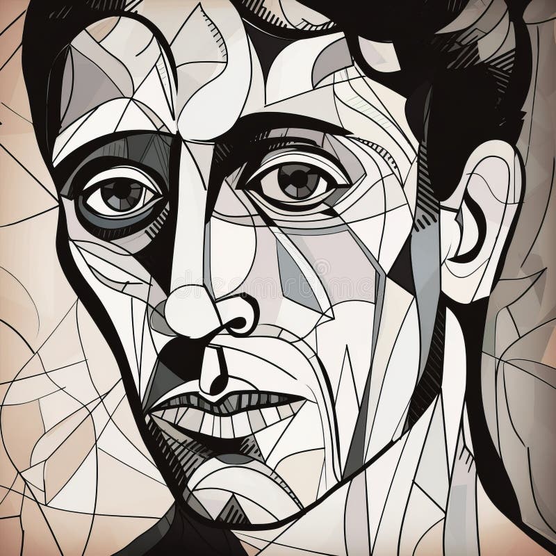 Create a Picasso-style Line Art Portrait of Dylan Stock Illustration ...