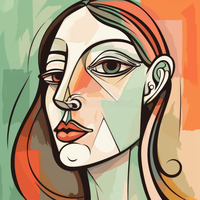 Create Picasso-style Line Art Portrait of Amanda Stock Illustration ...