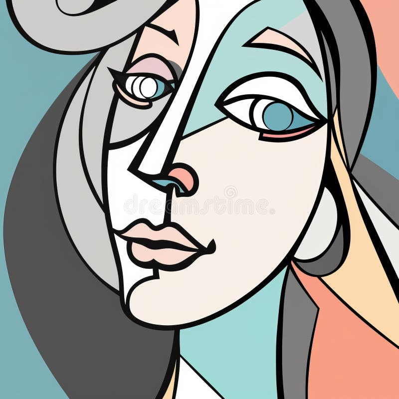 Create a Picasso-style Line Art Portrait of Mary Stock Illustration ...