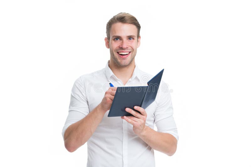 Create daily Plan. Man Office Worker or Manager Cares about Time ...