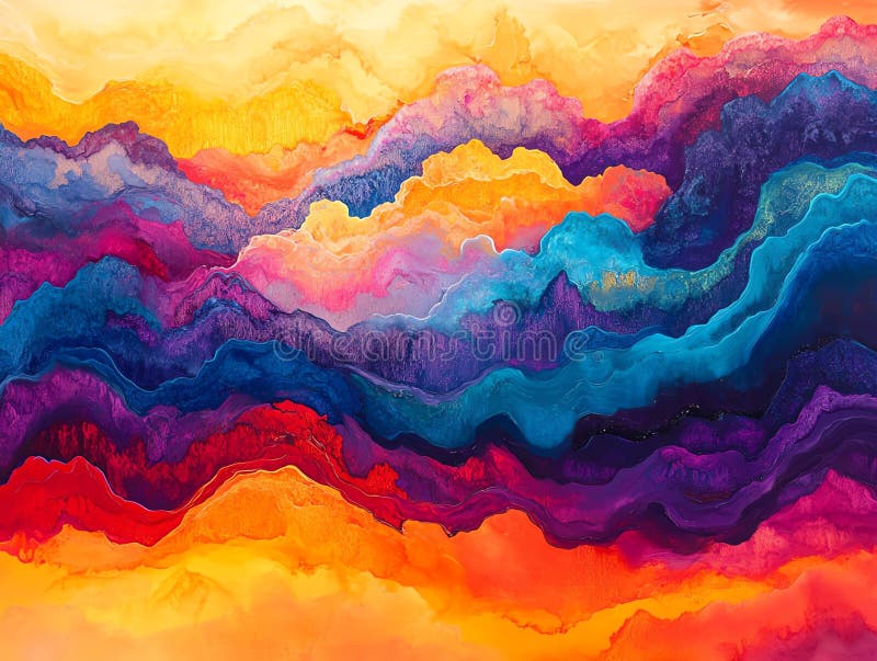 Create a Playful, Abstract Painting of a Sunset, Where the Colors Blend ...