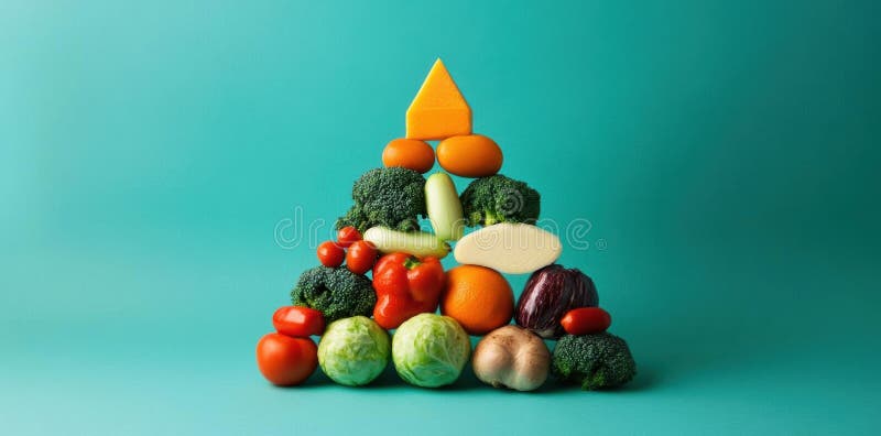 Create Pyramid with Vegetables, Fruits for Nutrition Concept and ...