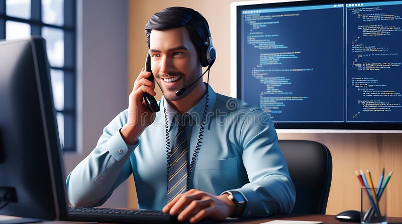 Create a Realistic 3D Image of a Male Call Center Representative ...