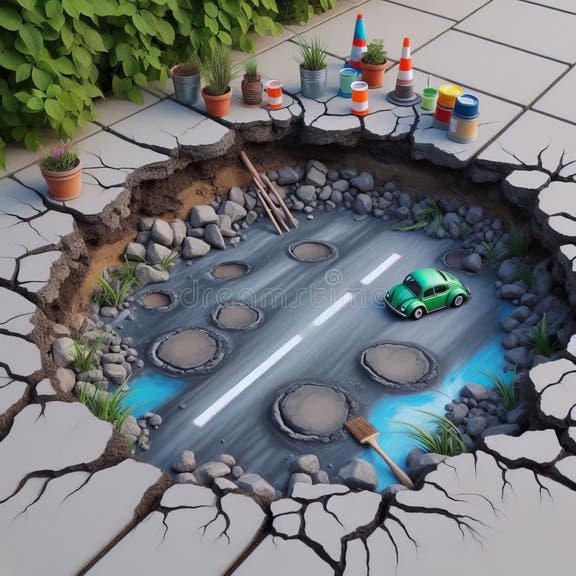 Create Realistic Looking Fake Potholes on Sidewalks Using Pa Stock ...