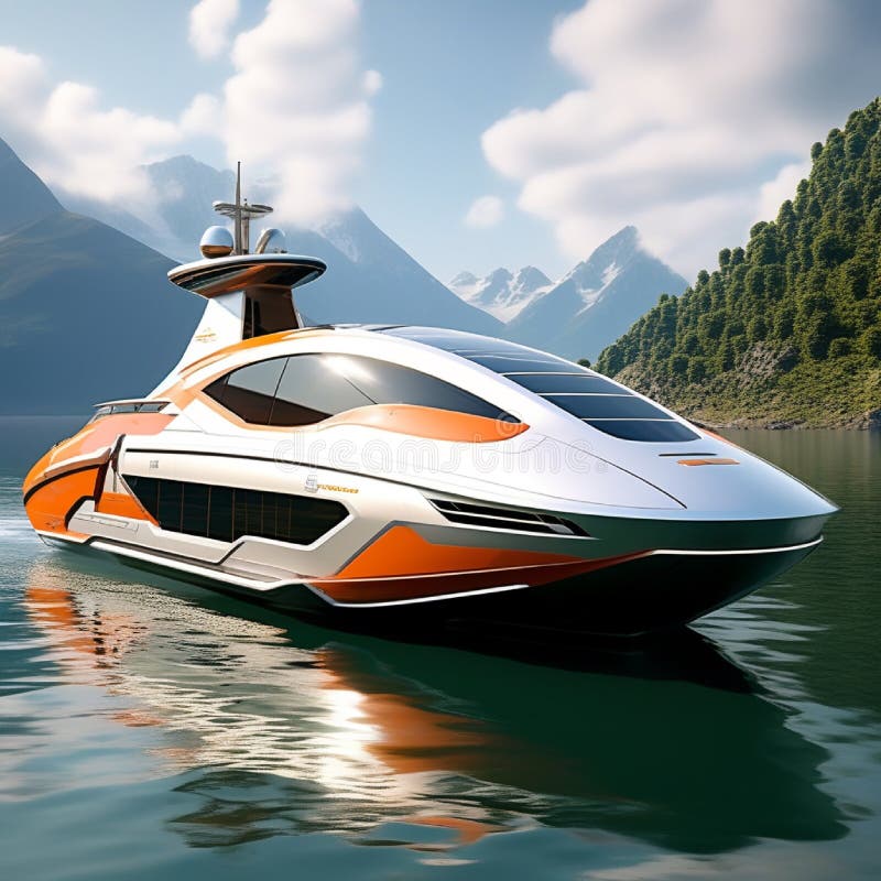 Create a Scene of a Self Driving Tender Boat Ferrying Passengers To and ...