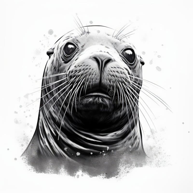 Create a Seal Illustration with Bold Black Ink Lines Stock Illustration ...