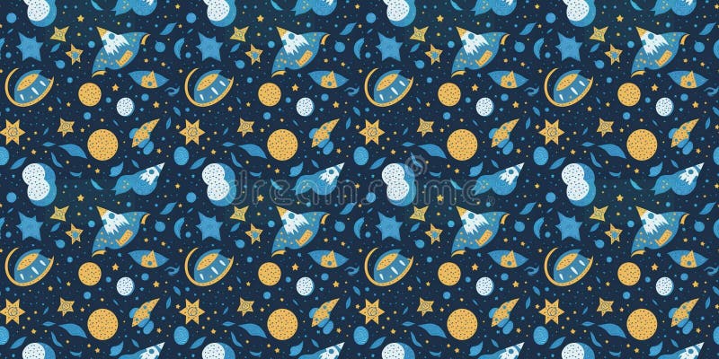 Create Seamless Patterns Featuring Galaxies Suns Moons Stars Rockets ...