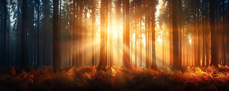 Create a Serene Forest Scene, Emphasizing Towering Pine Trees from an ...