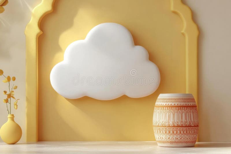Create a Serene Indoor Scene with Cloud Decoration and Neutral Color ...